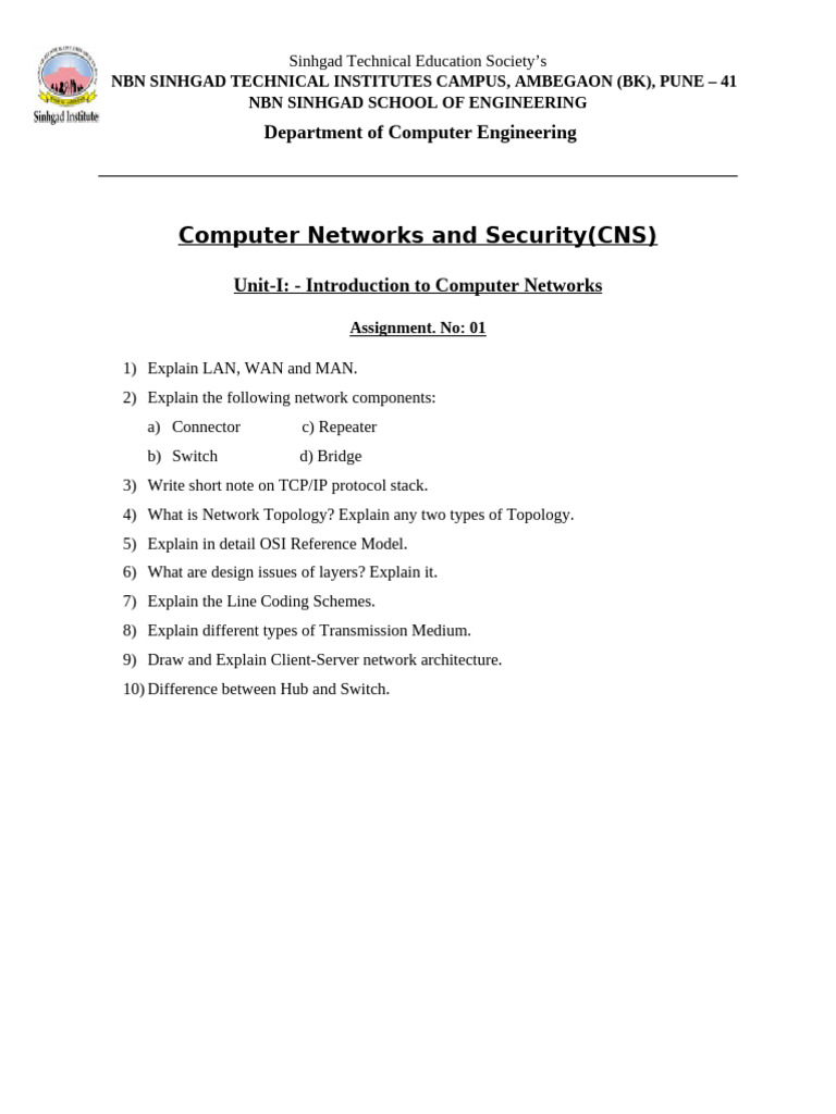 CNS - Unit-I & Unit-II Assign - QB | PDF