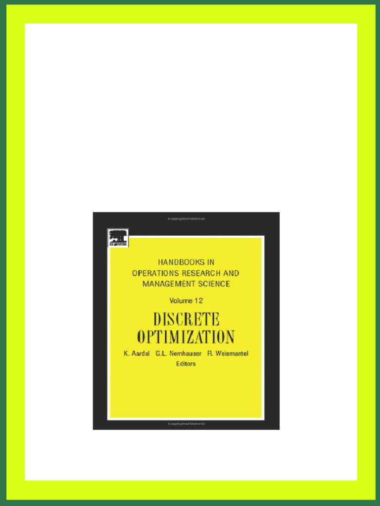 Discrete Optimization 1st Edition K. Aardal Download | PDF | Linear ...