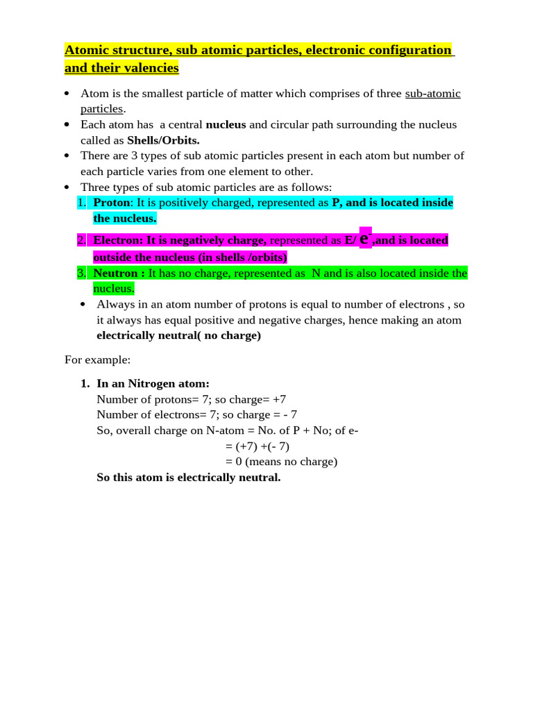 Grd.7 Atomic Structure Notes-2 | PDF