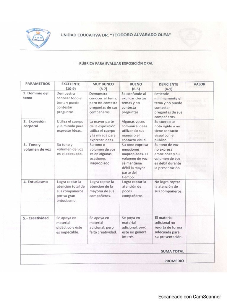 Rúbrica de Lenguaje | PDF