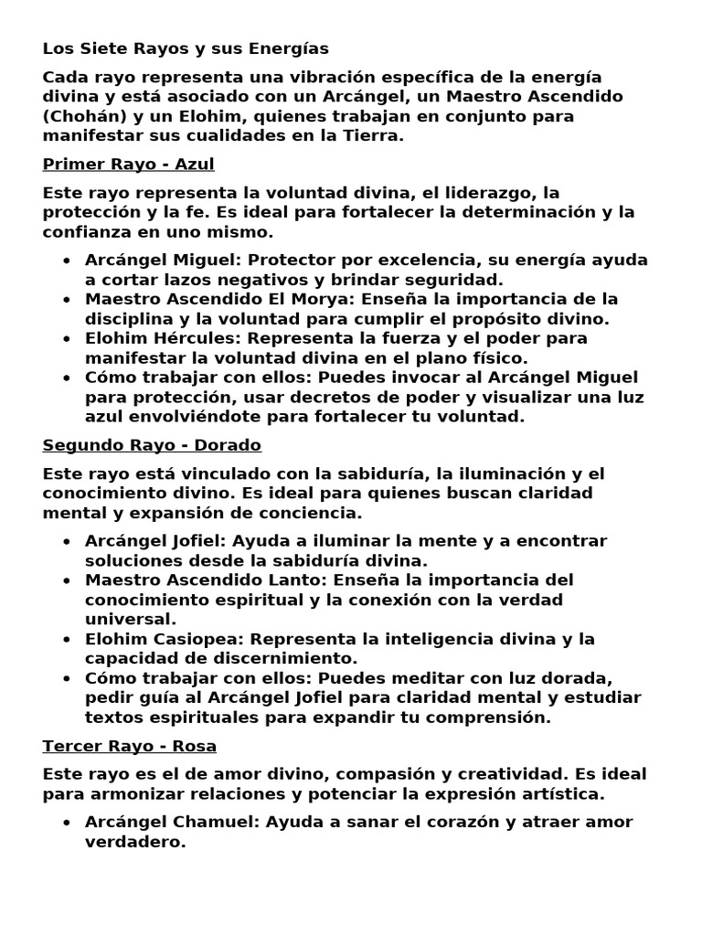 Los Siete Rayos y Sus Energías | PDF | Espiritualidad