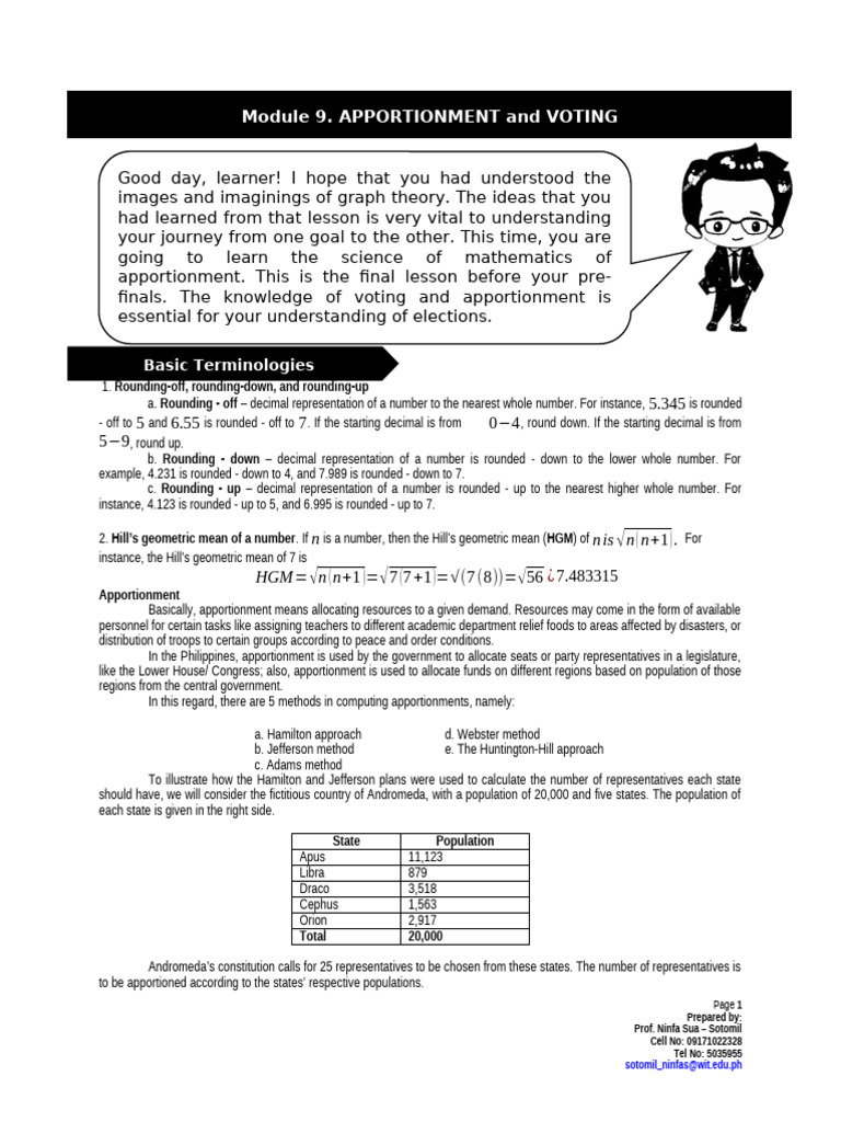 Module 9 Apportionment and Voting 2 | PDF | Numbers | Mathematics