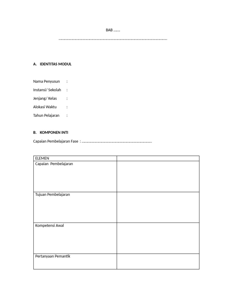 Format Modul Ajar Kemuhammadiyahan | PDF
