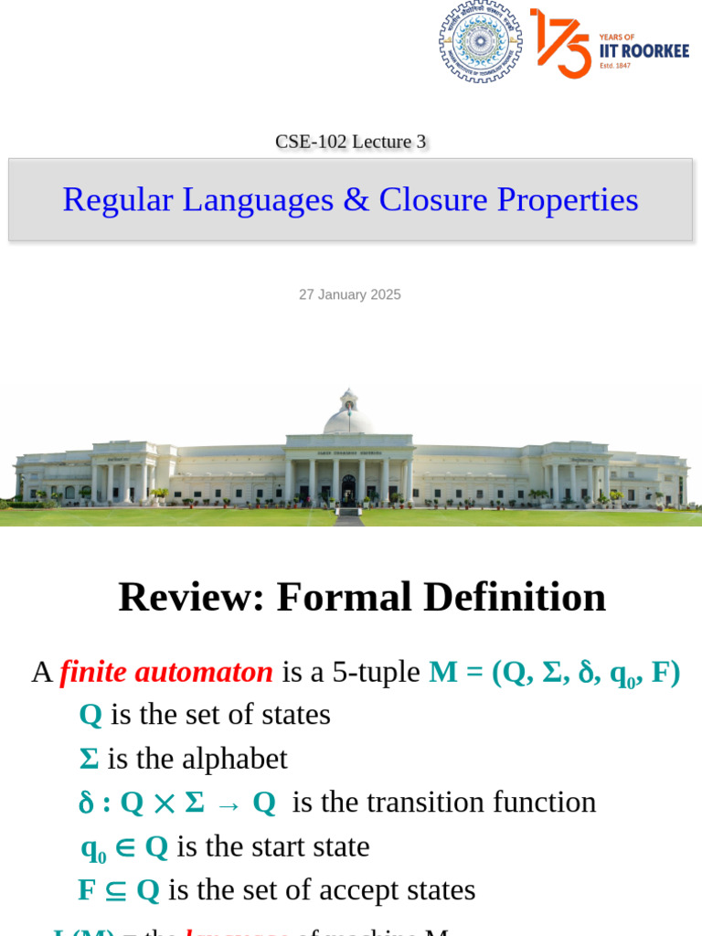 CSE102 L03 Regular Languages | PDF | Models Of Computation | Mathematics