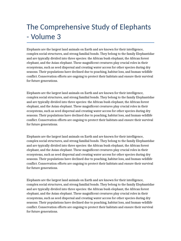 Elephants Essay 3 | PDF | Elephant | Conservation Biology