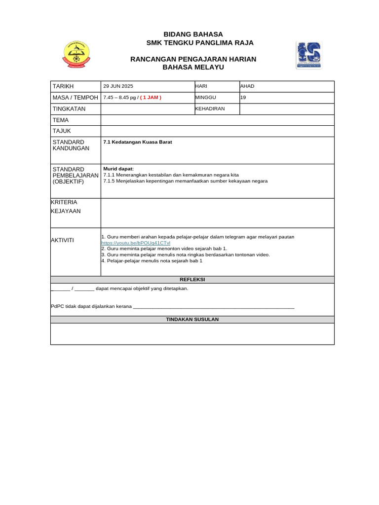 Contoh RPH 1 Msword | PDF