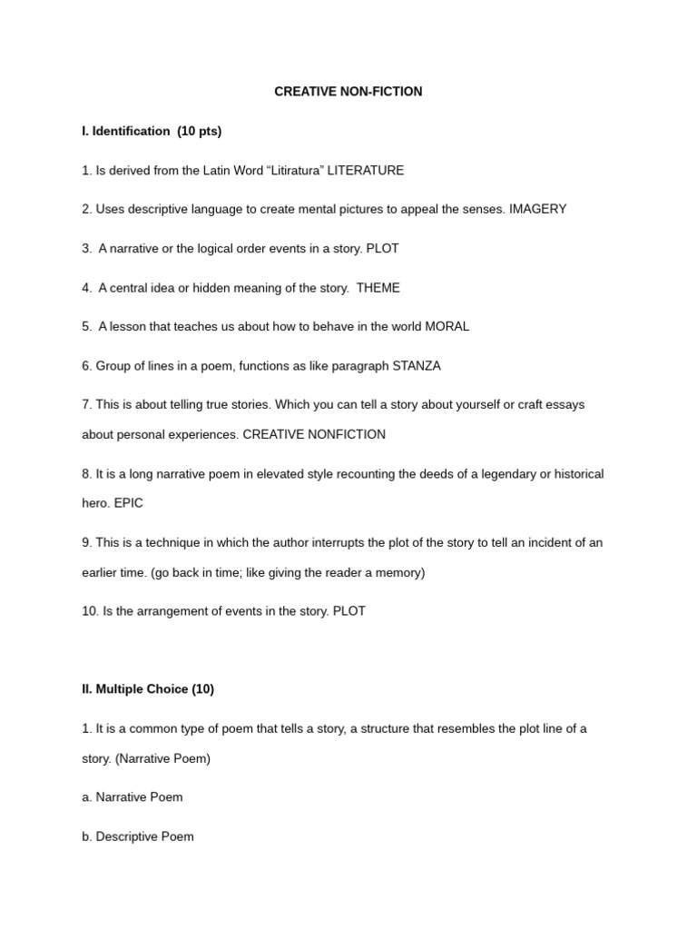 Understanding Creative Nonfiction Elements | PDF | Poetry | Narrative