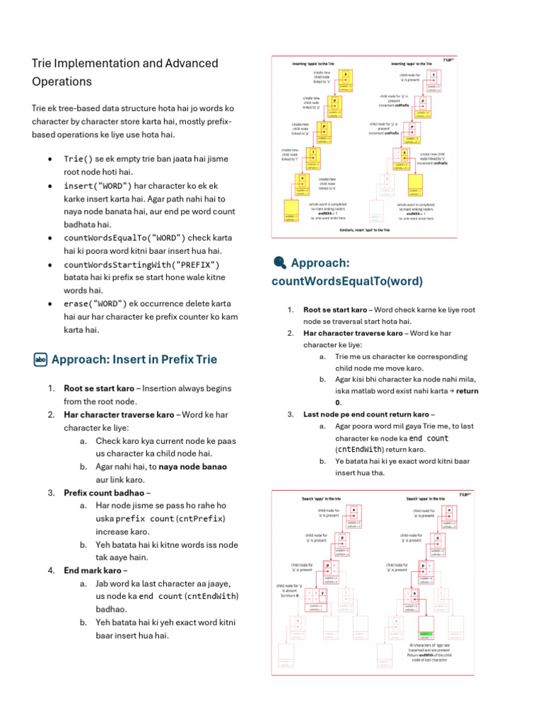 Trie Implementation and Advanced Operations | PDF | Algorithms | Computer Data