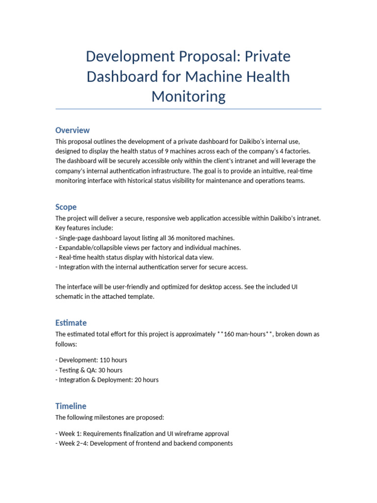 Daikibo Dashboard Proposal | PDF
