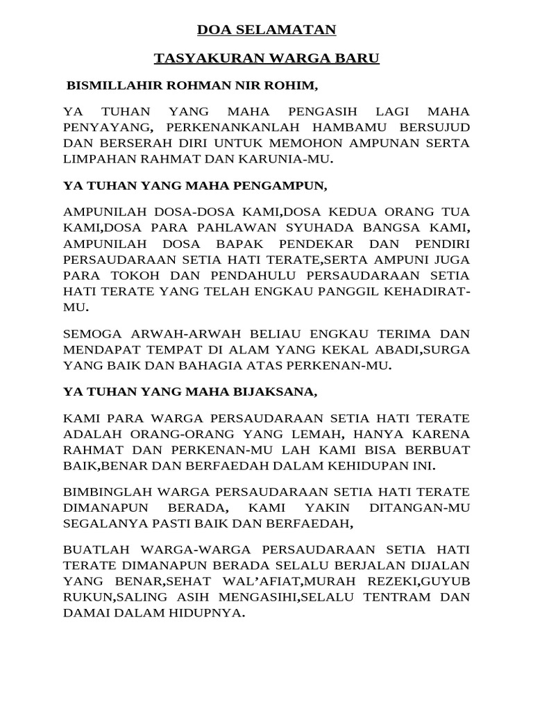 Doa Selamatan New | PDF