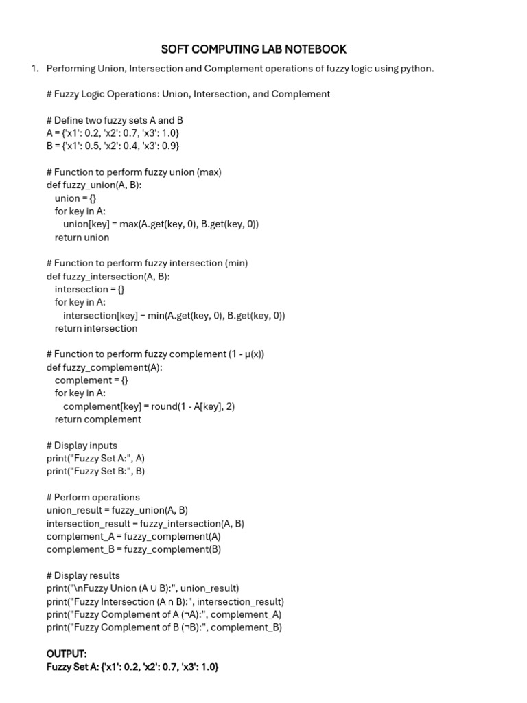 Soft Computing Lab Notebook | PDF | Fuzzy Logic | Genetic Algorithm