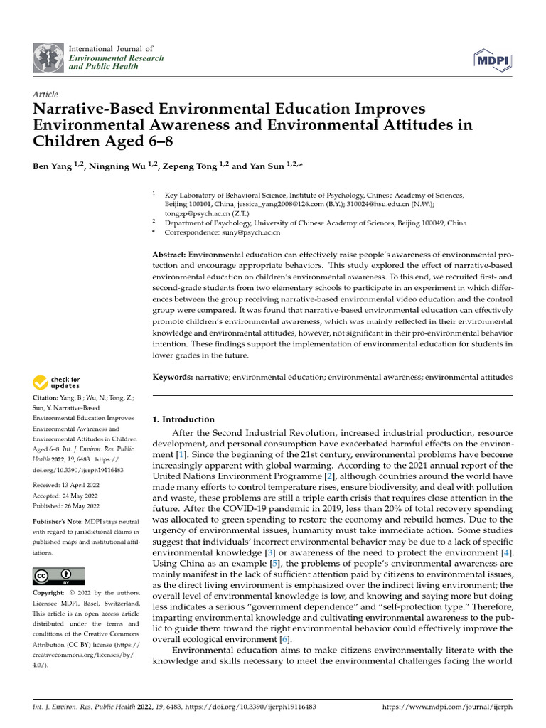 Narrative Environmental Education for Kids | PDF | Attitude (Psychology ...