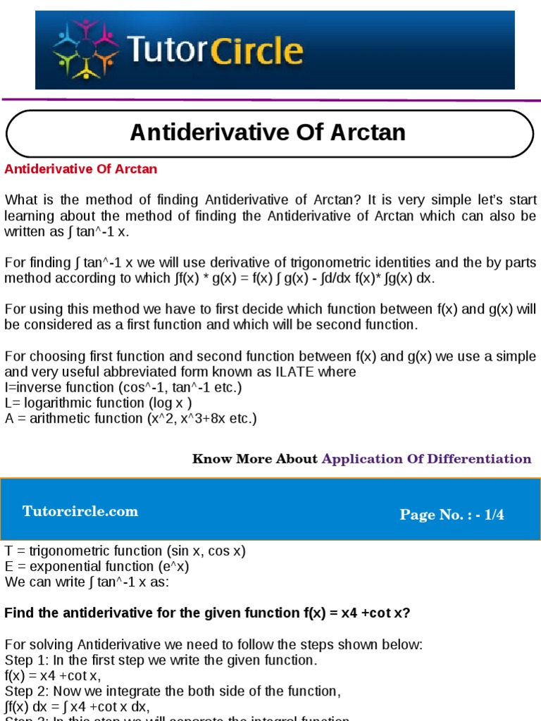Antiderivative of Arctan | PDF | Integral | Calculus