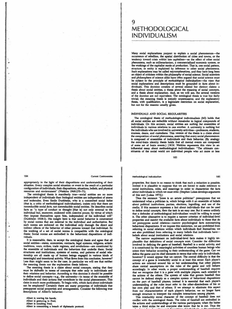 READING 9 Little 1991 Varieties of Social Explanation. Chapter 9 ...