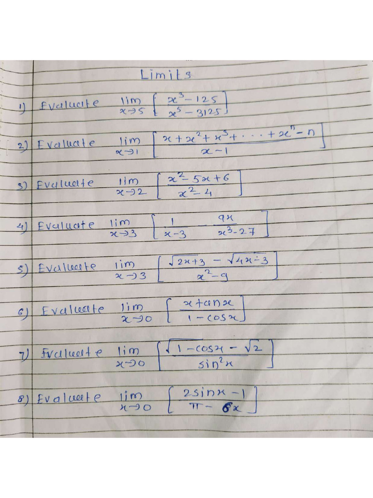 M2 - Practical (Limits) | PDF