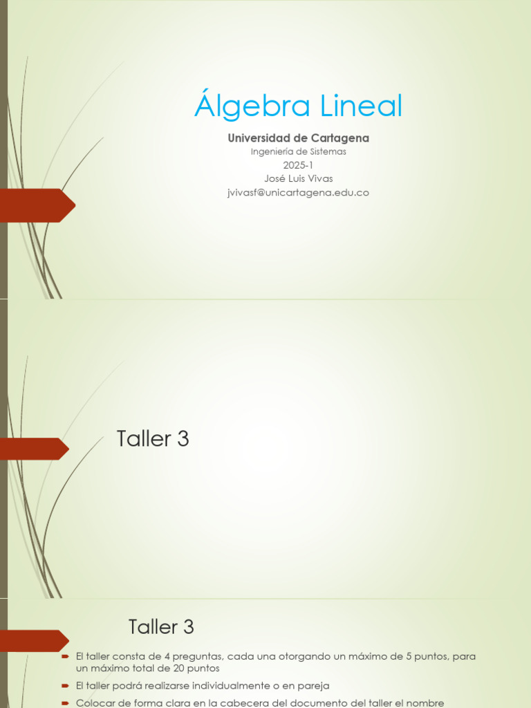 Ã - Lgebra Lineal 2025-1 A1 Taller 3 Abud-Torres | PDF