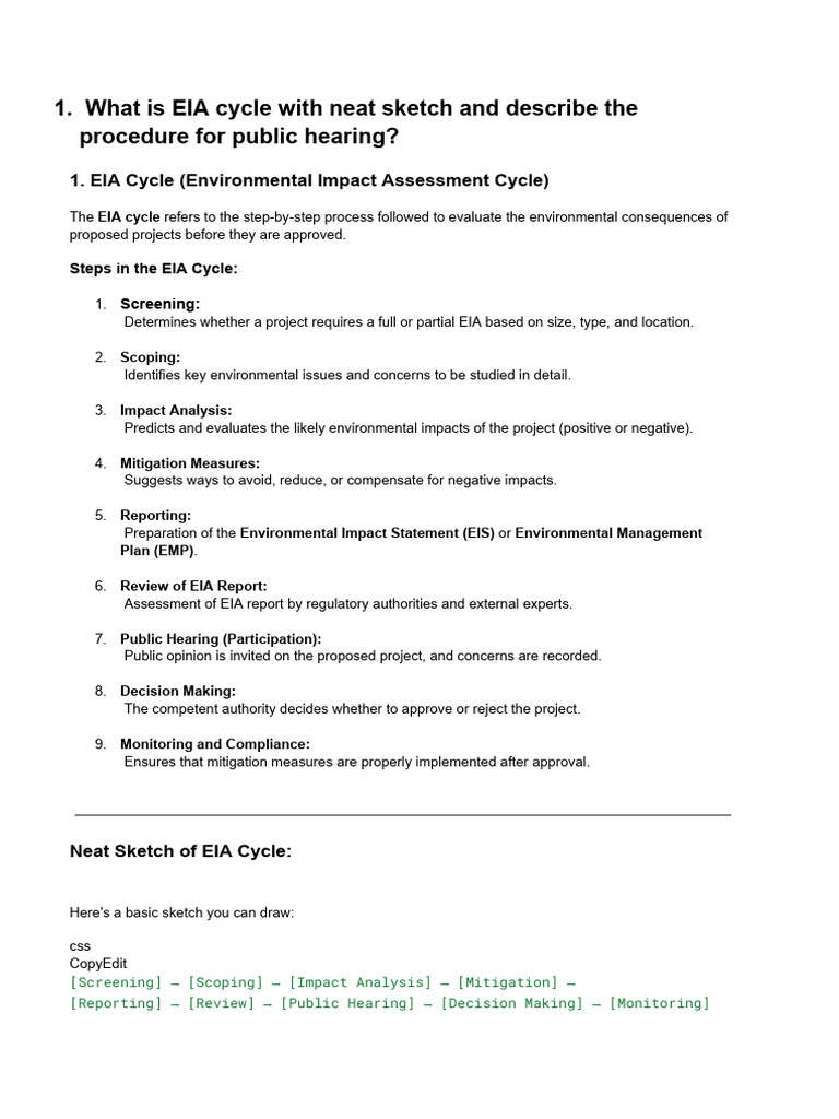 EIA Cycle and Public Hearing Process | PDF | Environmental Impact ...
