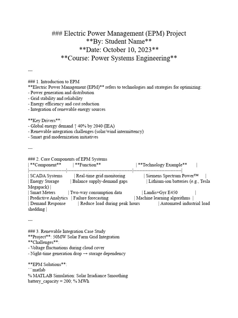 Electric Power Management | PDF | Solar Power | Electrical Grid