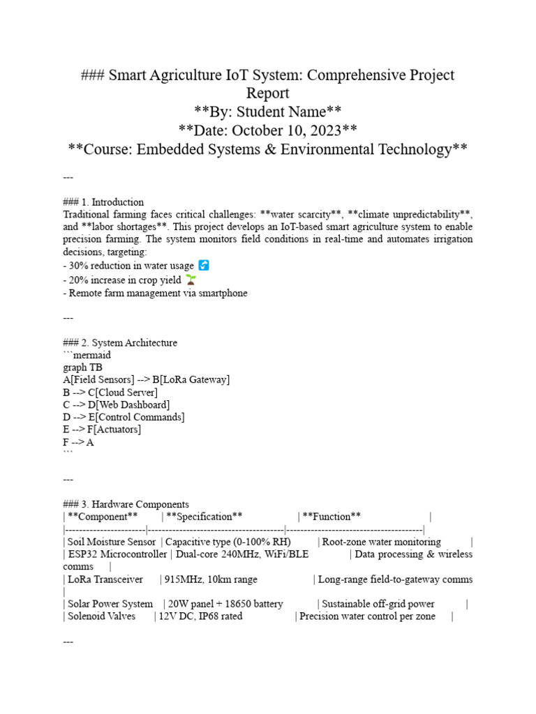 Smart Agriculture IoT System | PDF | Internet Of Things | Agriculture
