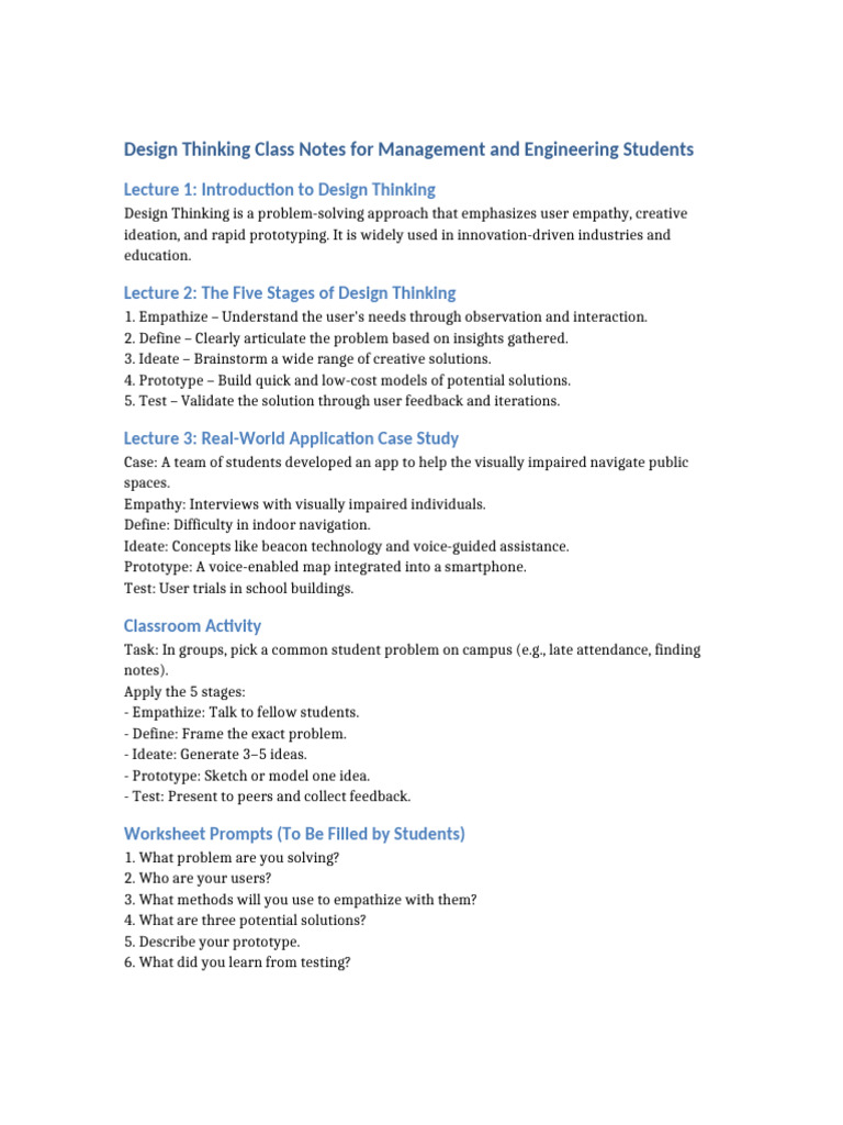 Design Thinking for Students | PDF