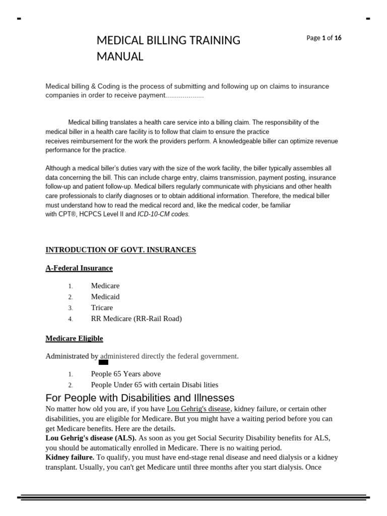 Medical Billing Training Manual Overview | PDF | Medicare (United ...