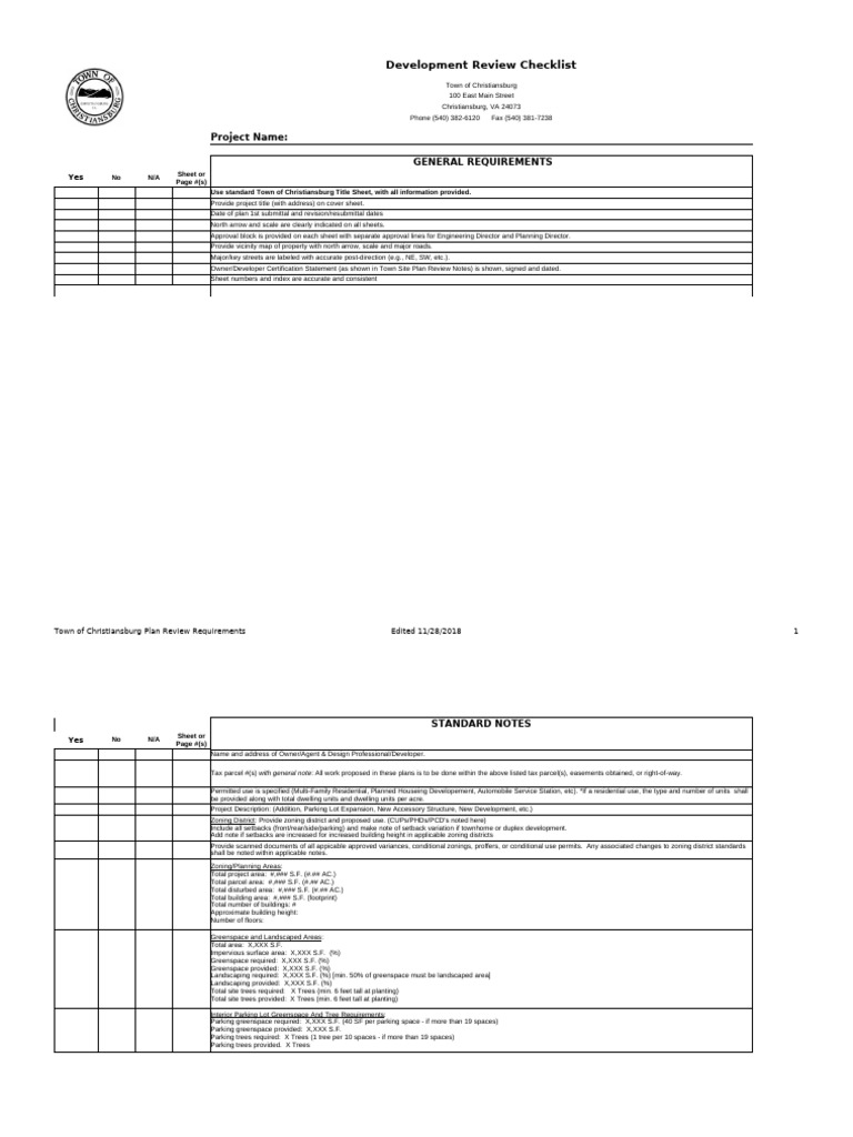 Christiansburg Development Review Checklist | PDF | Stormwater ...