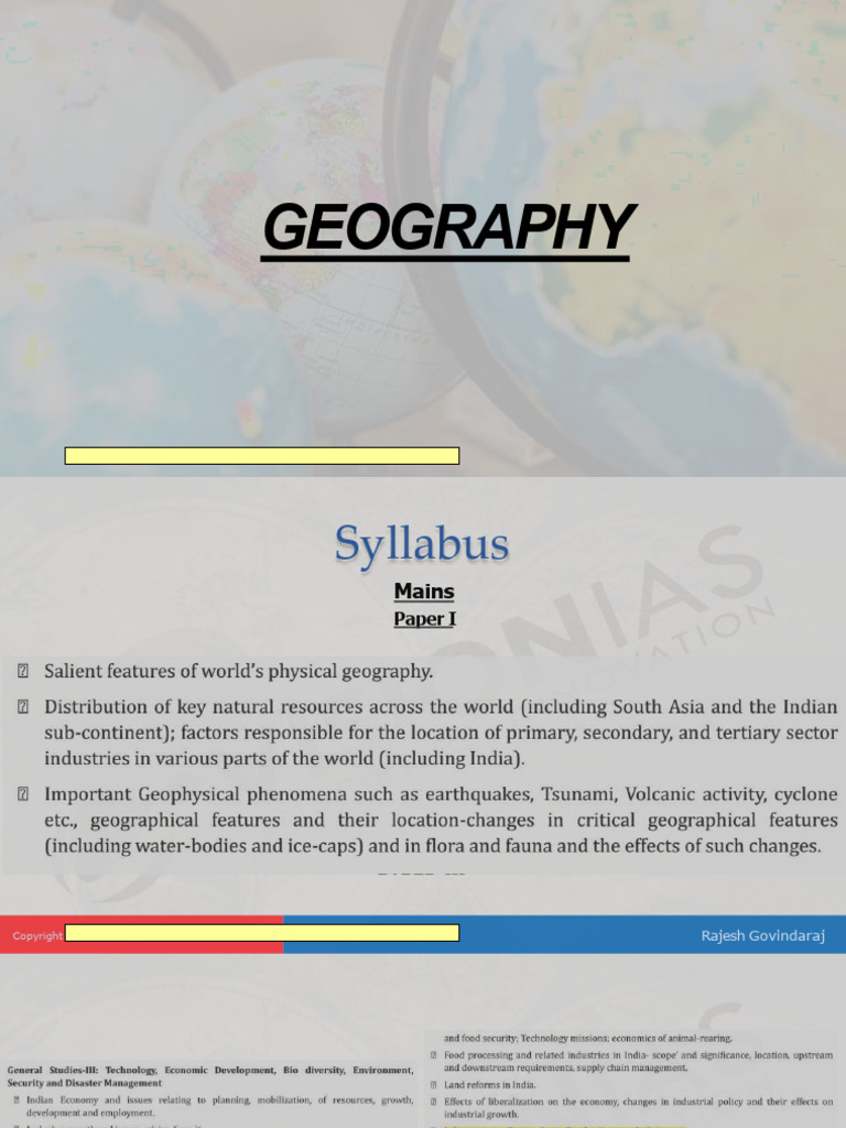 Geography Mains Syllabus Overview | PDF | Plate Tectonics | Volcano