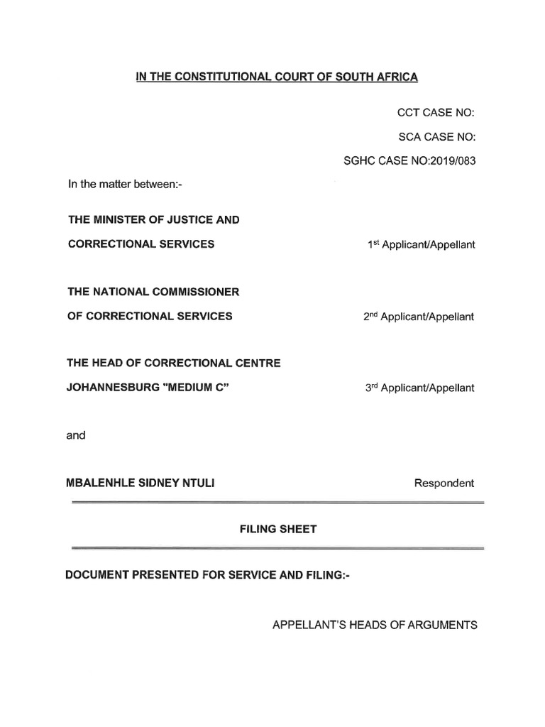Applicants Heads of Argument and List of Authorities | PDF