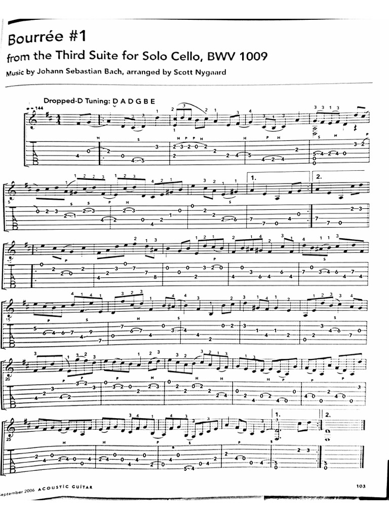 Bourree - Bach - Acoustic | PDF
