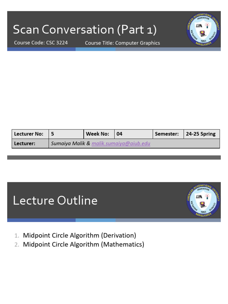 Midpoint Circle Algorithm Explained | PDF | Algorithms And Data ...