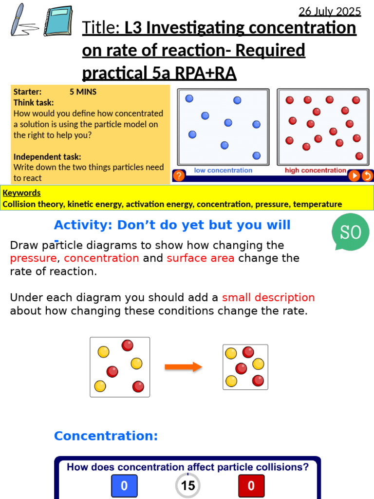 L3 Investigating Concentration On Rate of Reaction - Required Practical ...