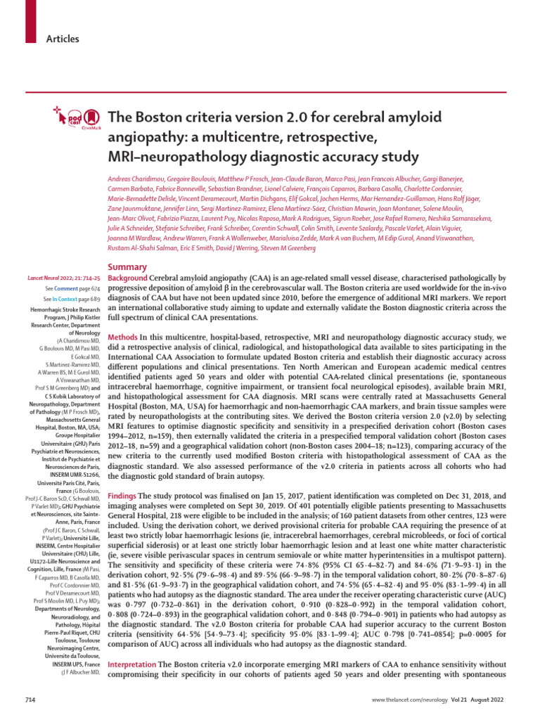 Updated Boston Criteria for CAA | PDF | Clinical Medicine | Human ...