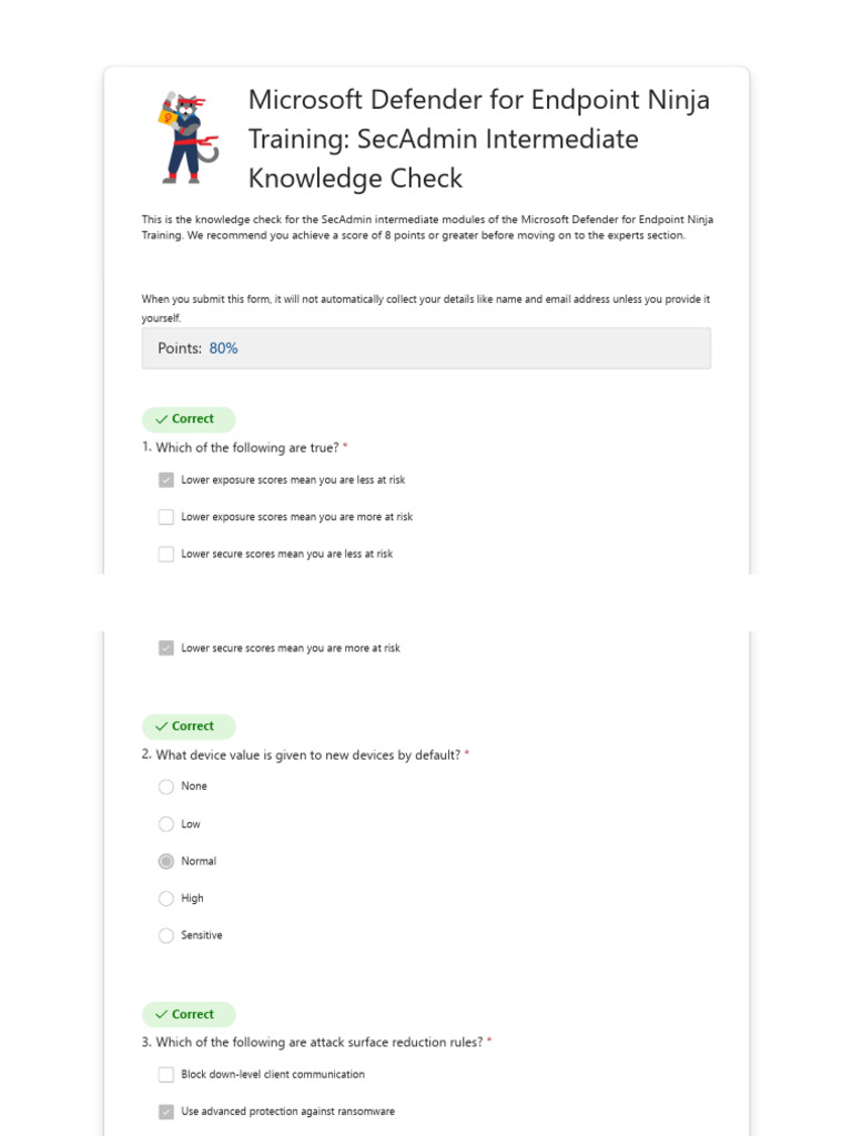 Defender for Endpoint Ninja Knowledge Check | PDF | Microsoft Windows ...