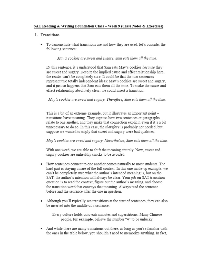 Understanding SAT Transition Words | PDF | Linguistics | Syntax