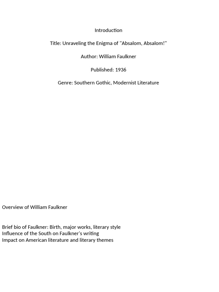 Absalom Absalom | PDF