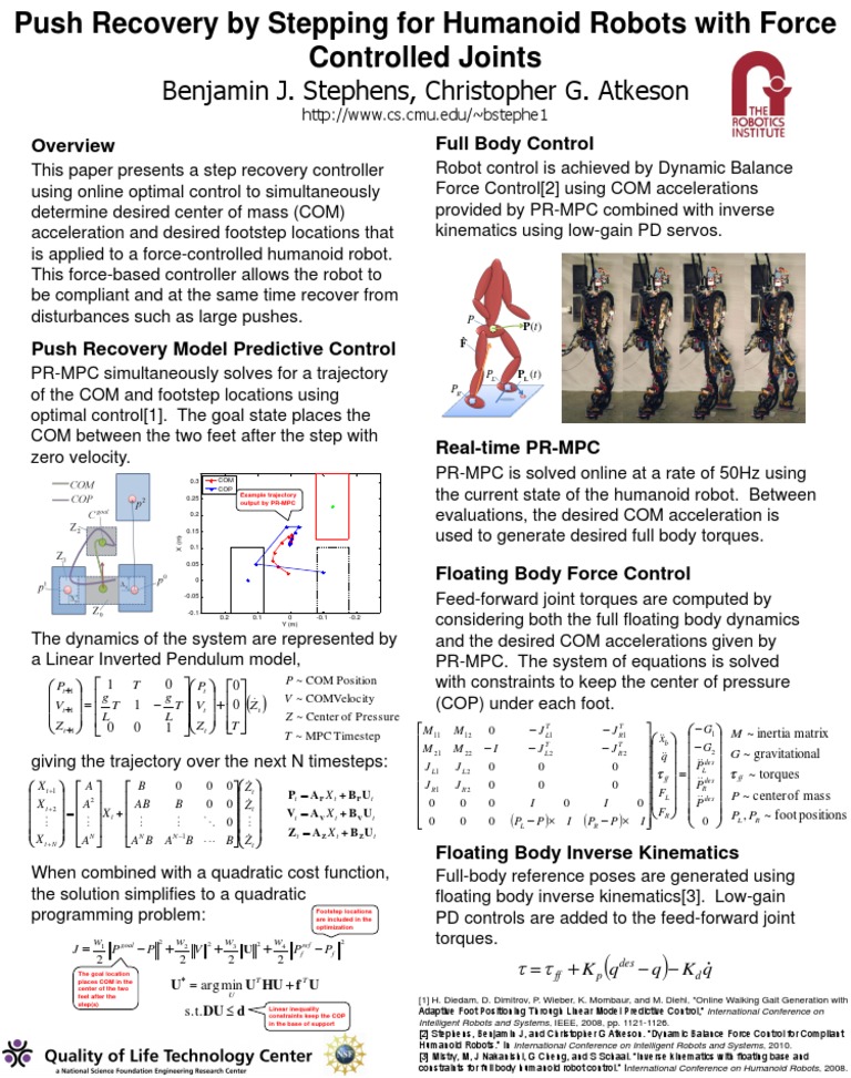 Humanoids 2010 Poster | PDF | Kinematics | Dynamics (Mechanics)