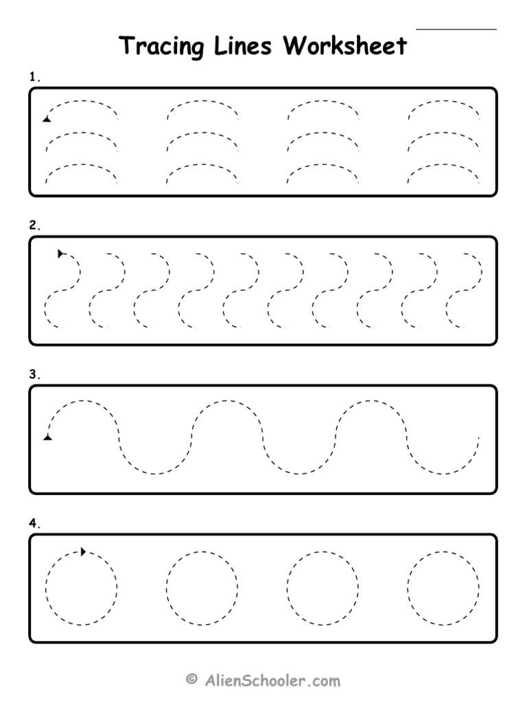 Curved Lines Tracing Worksheet | PDF