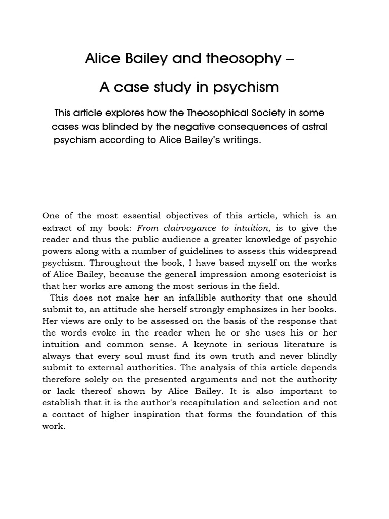Alice Bailey's Theosophy and Psychism | PDF | Theosophy | Helena Blavatsky
