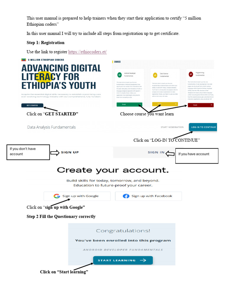 Ethiocoders Certification User Manual | PDF