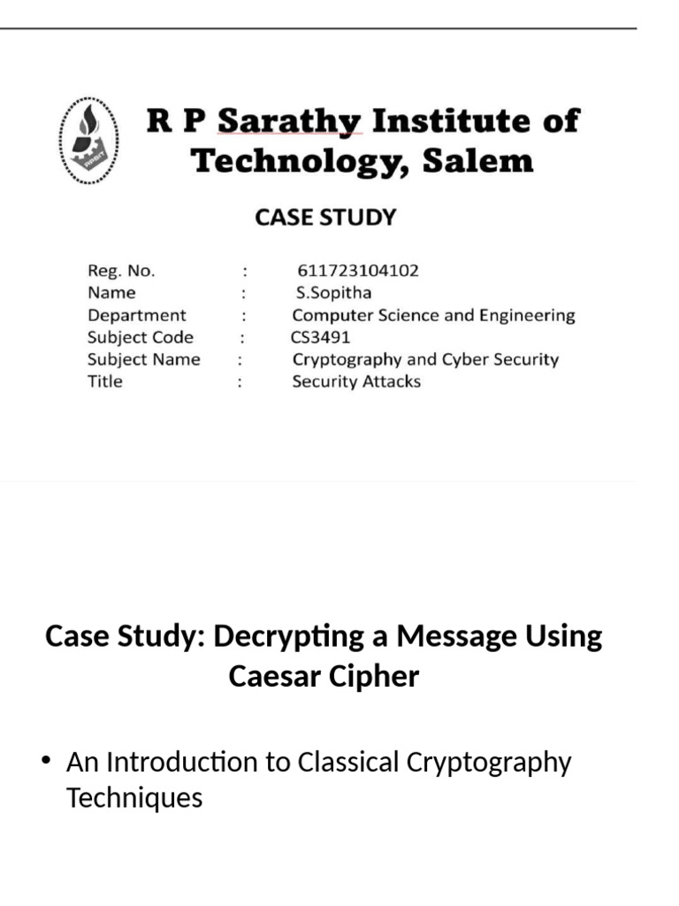 Decrypt Caesar Cipher Case Study | PDF