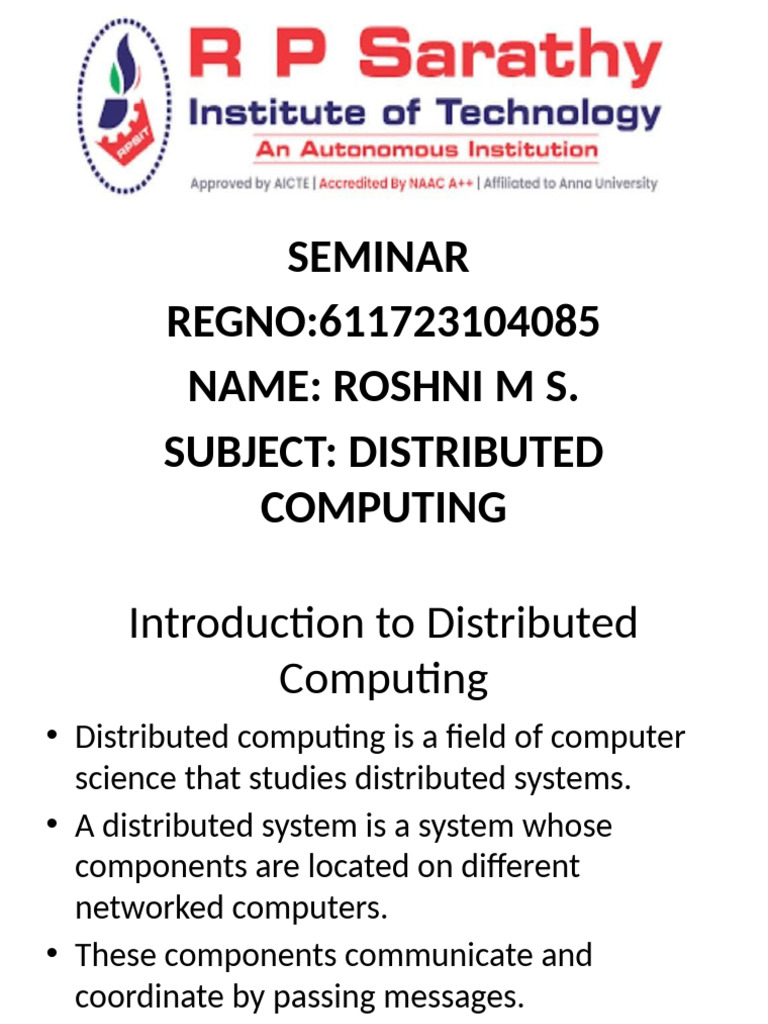 Distributed Computation Model Seminar | PDF