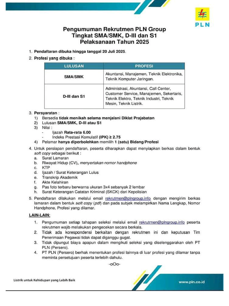 Panduan Rekrutmen PLN | PDF
