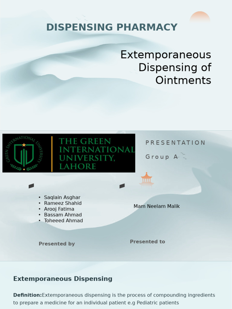 Extemporaneous Dispensing of Ointments | PDF | Topical Medication | Pharmacy