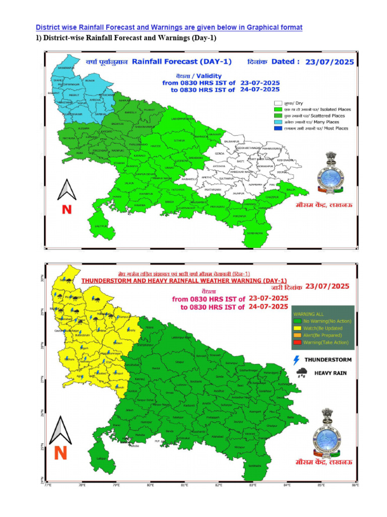 District Rainfall Forecast & Warning Infographics Dt. 23 July | PDF