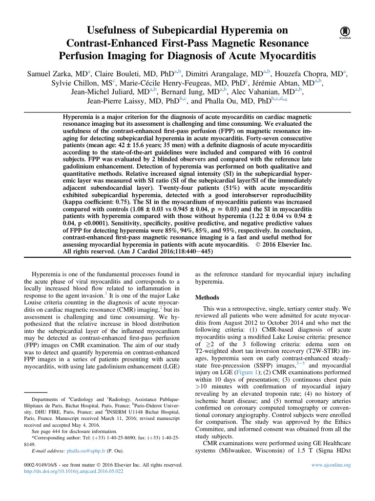 Subepicardial Hyperemia in Myocarditis | PDF | Ventricle (Heart ...