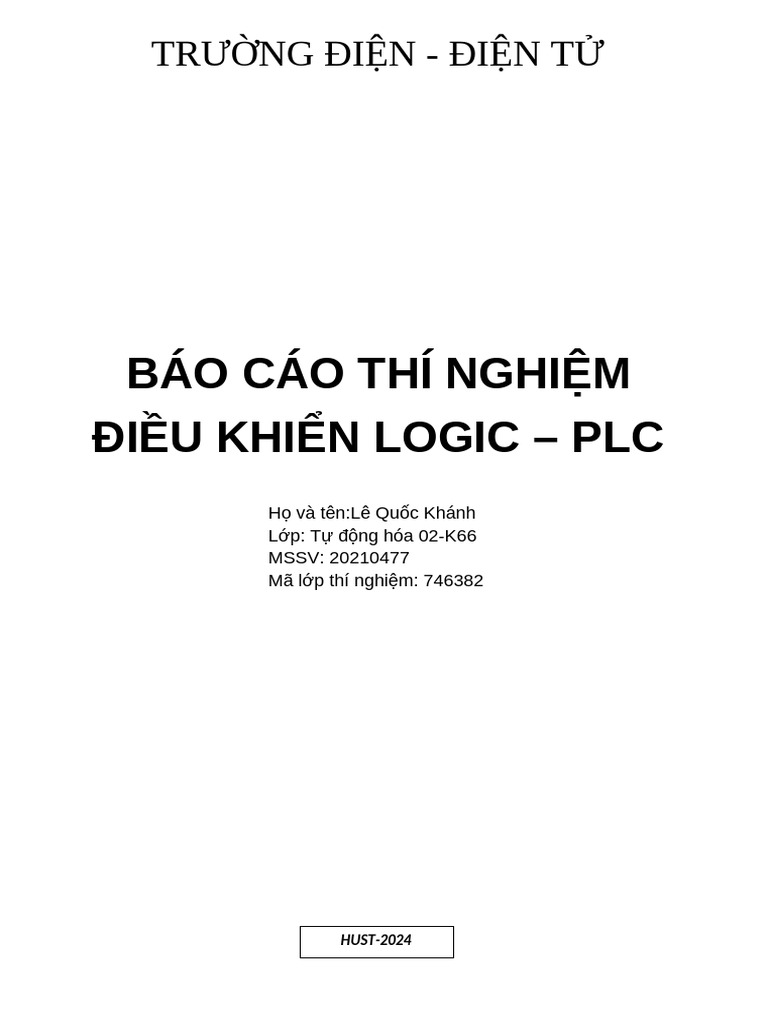 Báo Cáo Thí Nghiệm PLC | PDF