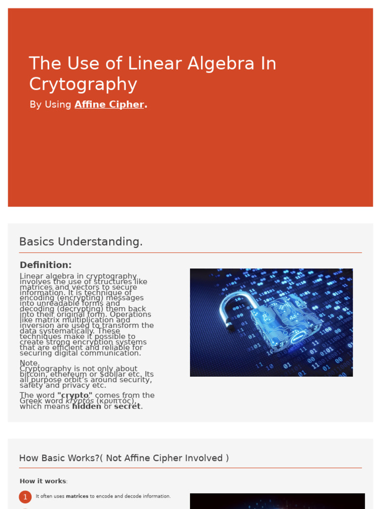 Linear Algebra in Affine Cipher | PDF | Encryption | Cryptography