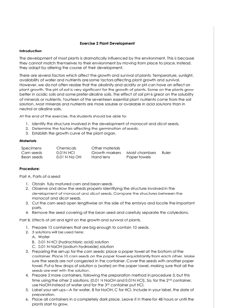 Exercise2: PlantDevelopment | PDF