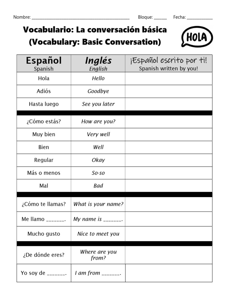 Basic Spanish Conversation Practice | PDF