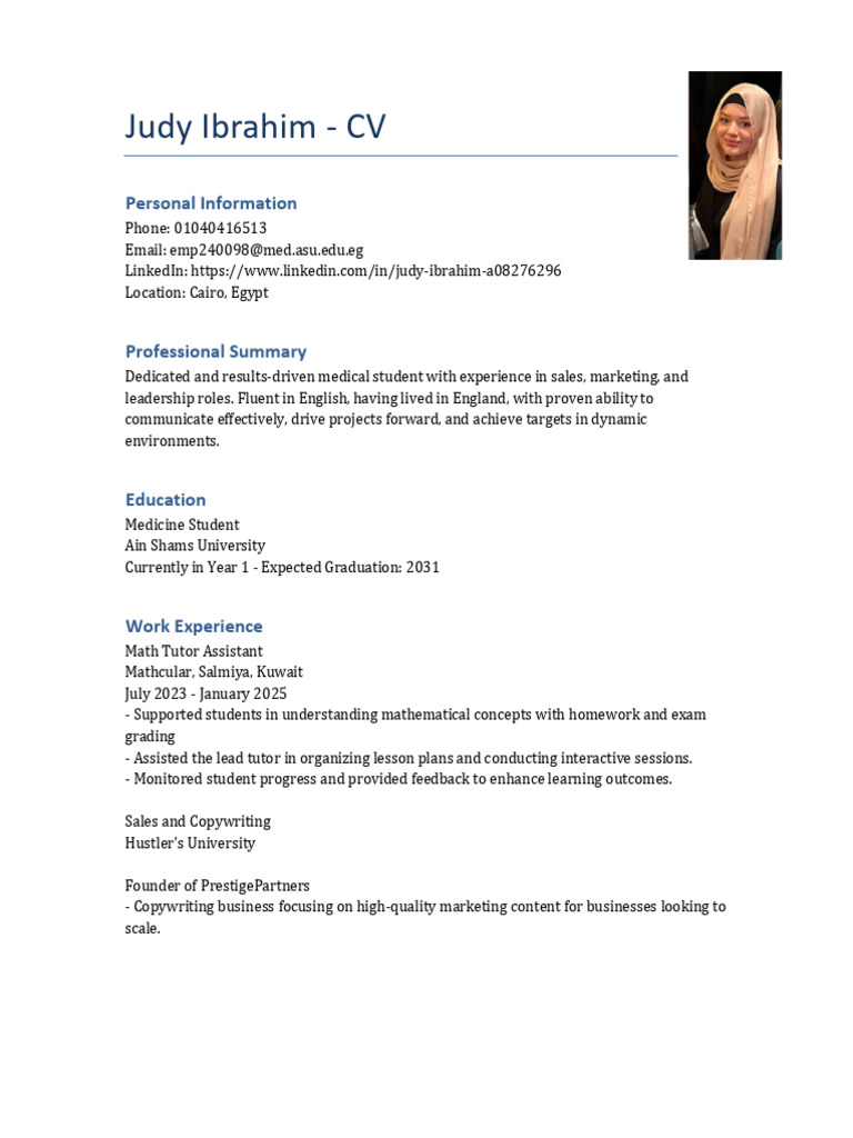 Judy Ibrahim CV | PDF